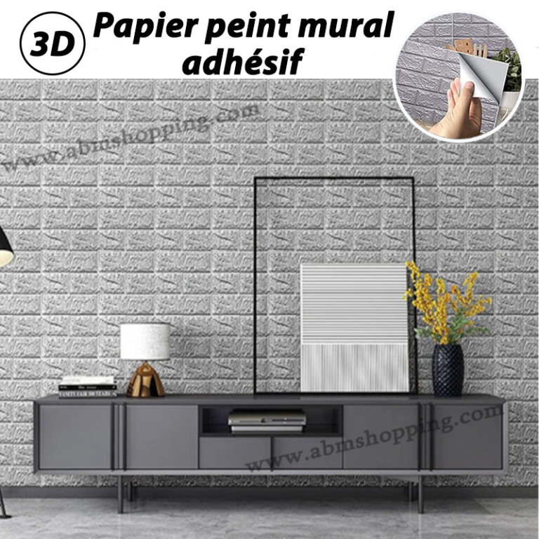 Papier peint mural adhésif 3D gris - ABMshopping
