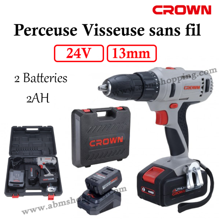 Perceuse Visseuse sans fil 24V avec 2 Batteries | CROWN - ABMshopping